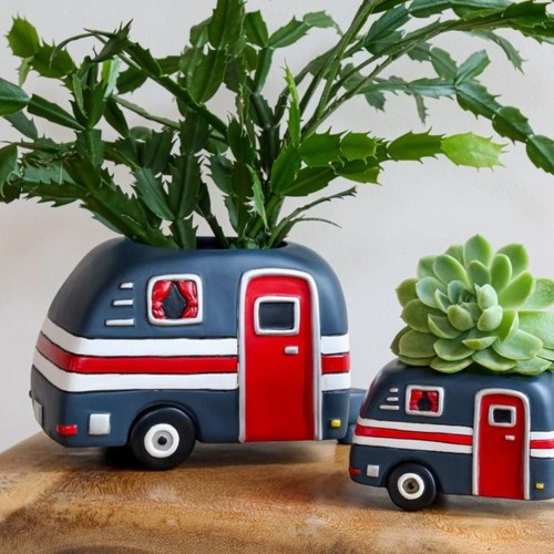 Happy Camper Planter - Polyresin Retro Pot | eBay Australia