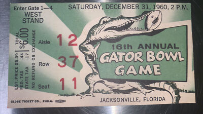 1960 Florida Gators vs Baylor Gator Bowl Replica Ticket Stub | eBay