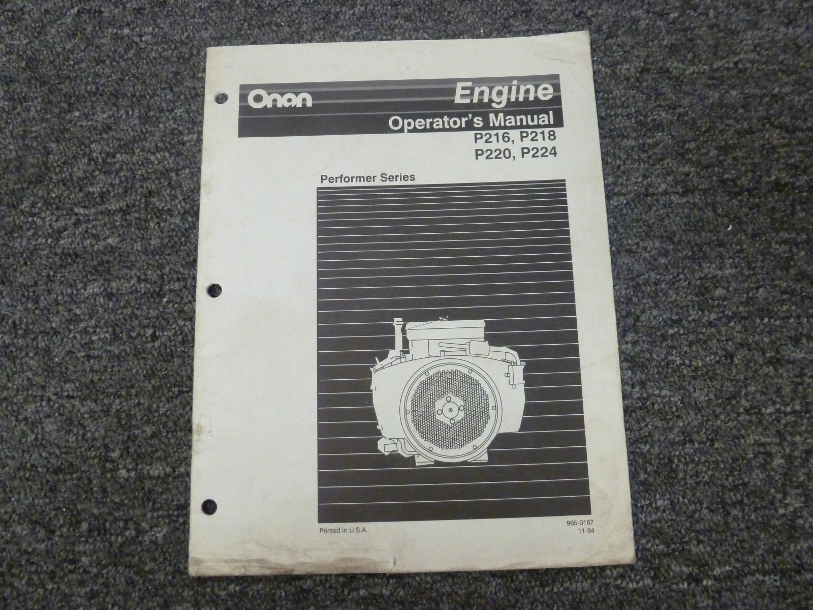 Onan Models P216 P218 P220 P224 Performer Series Engine Owner Operator ...
