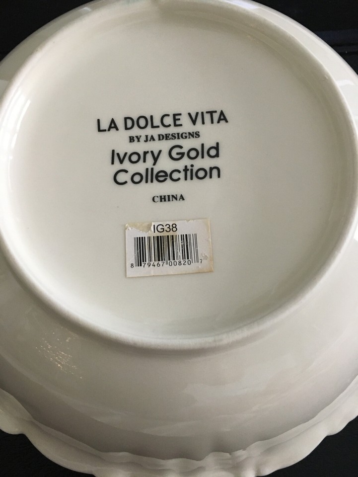 NEW LA DOLCE VITA BY JA DESIGN IVORY GOLD COLLECTION ROUND BOWL | eBay