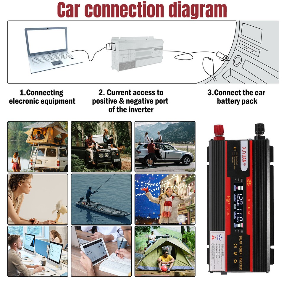 7000W 6000W De 12V A 110V Convertidor Con USB Para Carro Auto Inversor ...