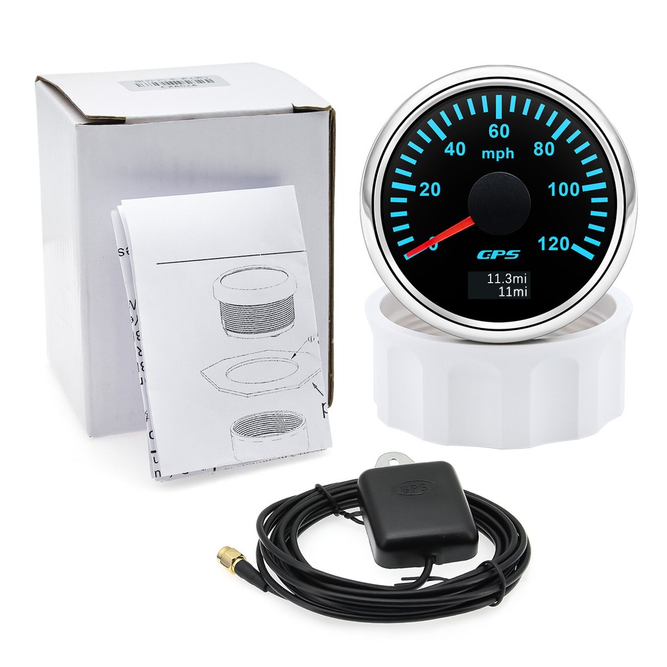 52mm Waterproof GPS Speedometer 0-120MPH Gauge for Motorcycles Boat Car ...