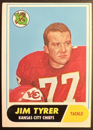 1968 Topps Football #15 EXC Jim Tyrer Kansas City Chiefs Ohio State ...