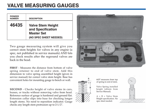Pioneer / Central Tools Valve Measuring Gage Master Set. Made In USA | eBay