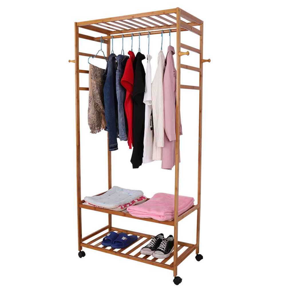 Clothes Rail Open Wardrobe Stand Bedroom Storage Shelves Shoe Rack ...