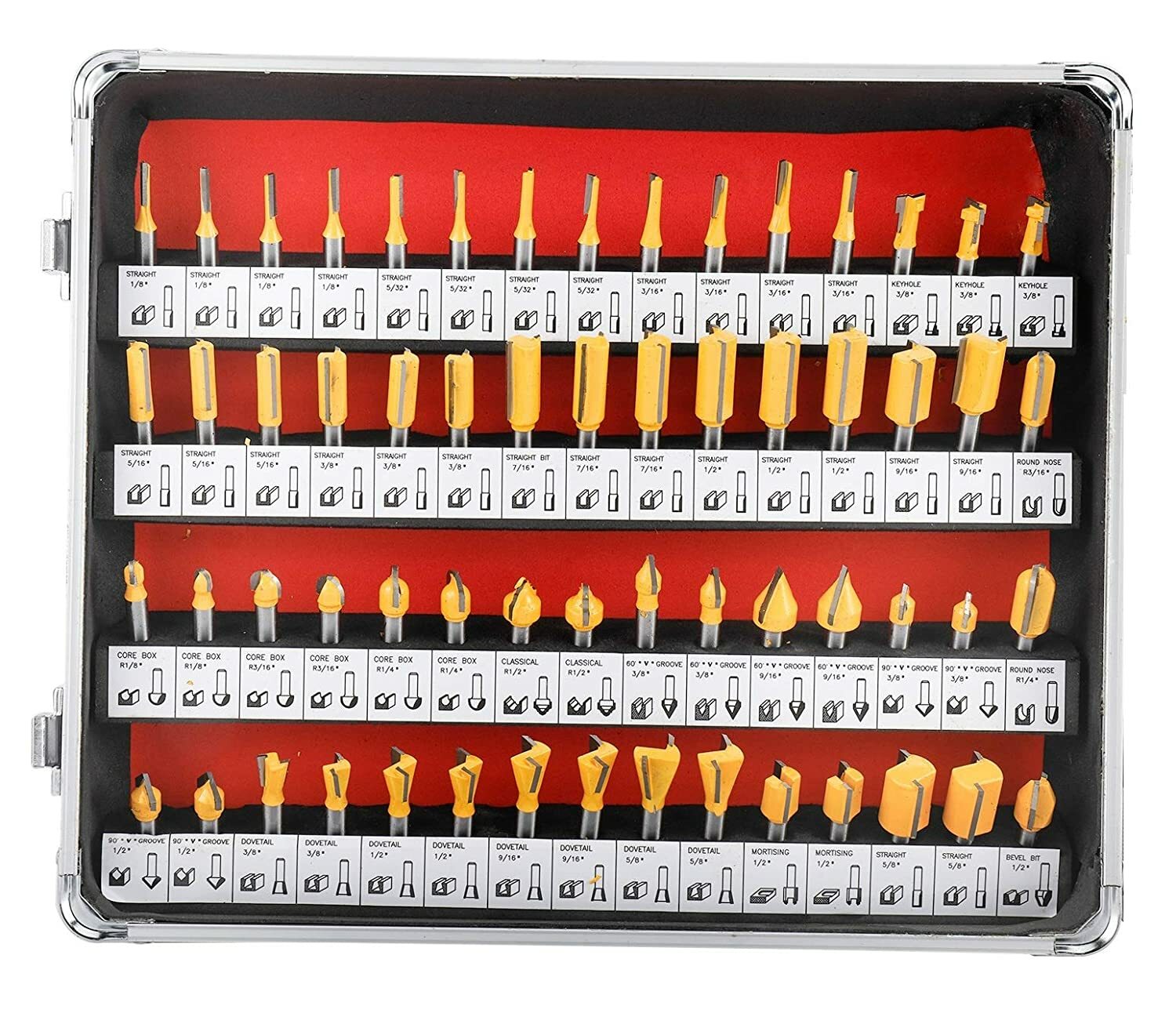 100Pcs Tungsten Carbide Tip Router Bits Set 1/4" Shank Woodworking ...