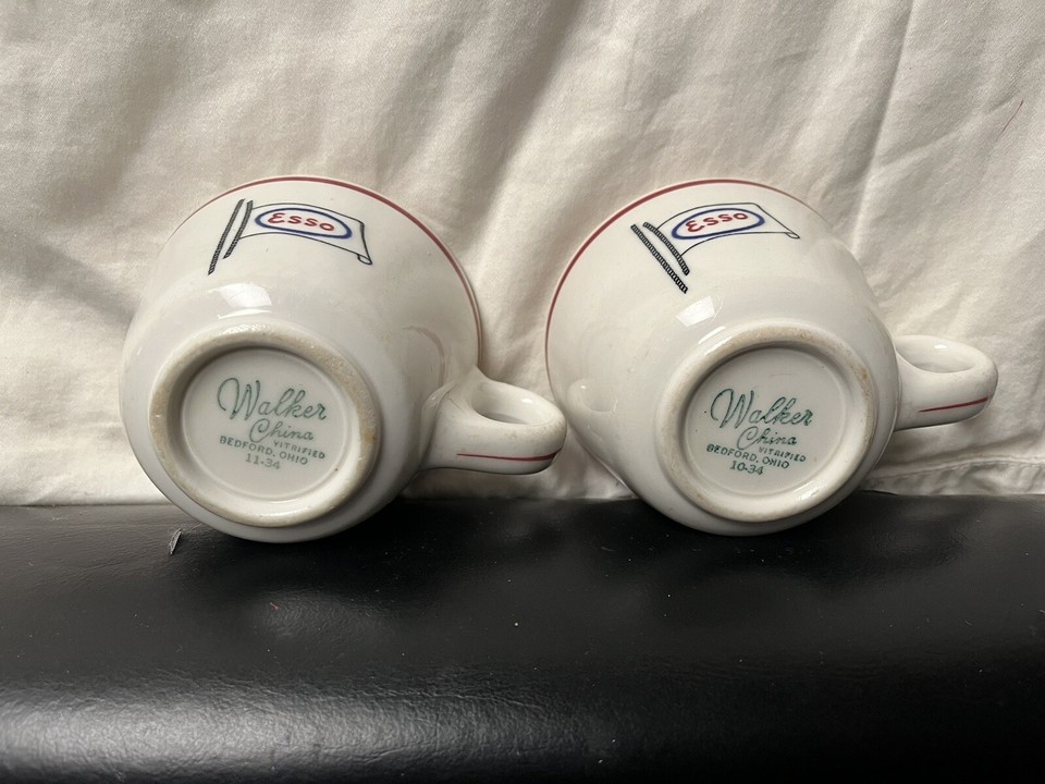 Vintage Esso Gas & Oil Cup Mugs Walker China tea coffee 10-34 Vitrified (2) | eBay