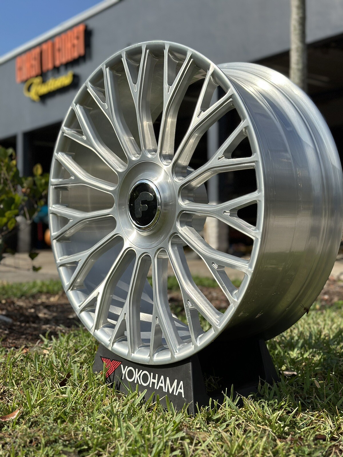 24" FORGIATO NB-6BRUSHED FINISH XL FLOATING CAP MULTI SPOKE WHEELS ONLY ...