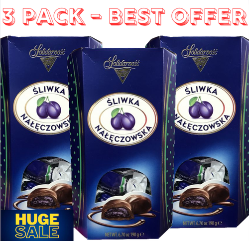 PACK OF 3x Solidarnosc Sliwka Naleczowska 190g - Plums In Chocolate ...