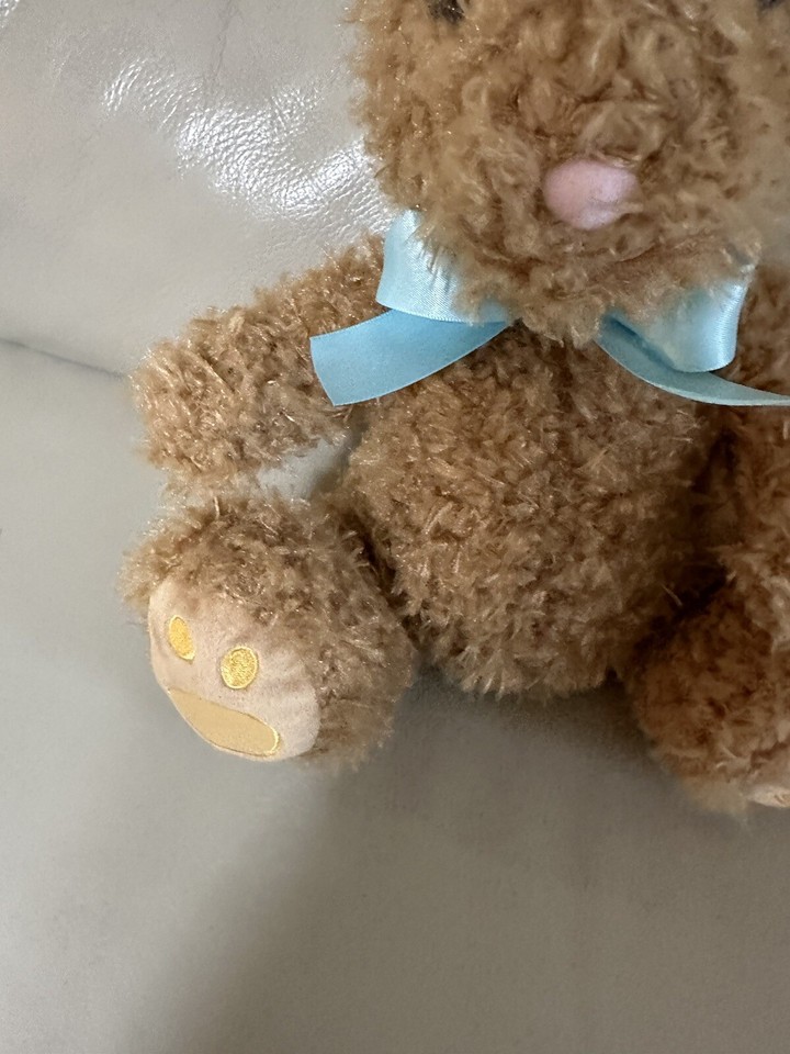 FAO Schwarz Fuzzy Brown Bunny Rabbit Blue Bow 13” Plush Toy Easter ...