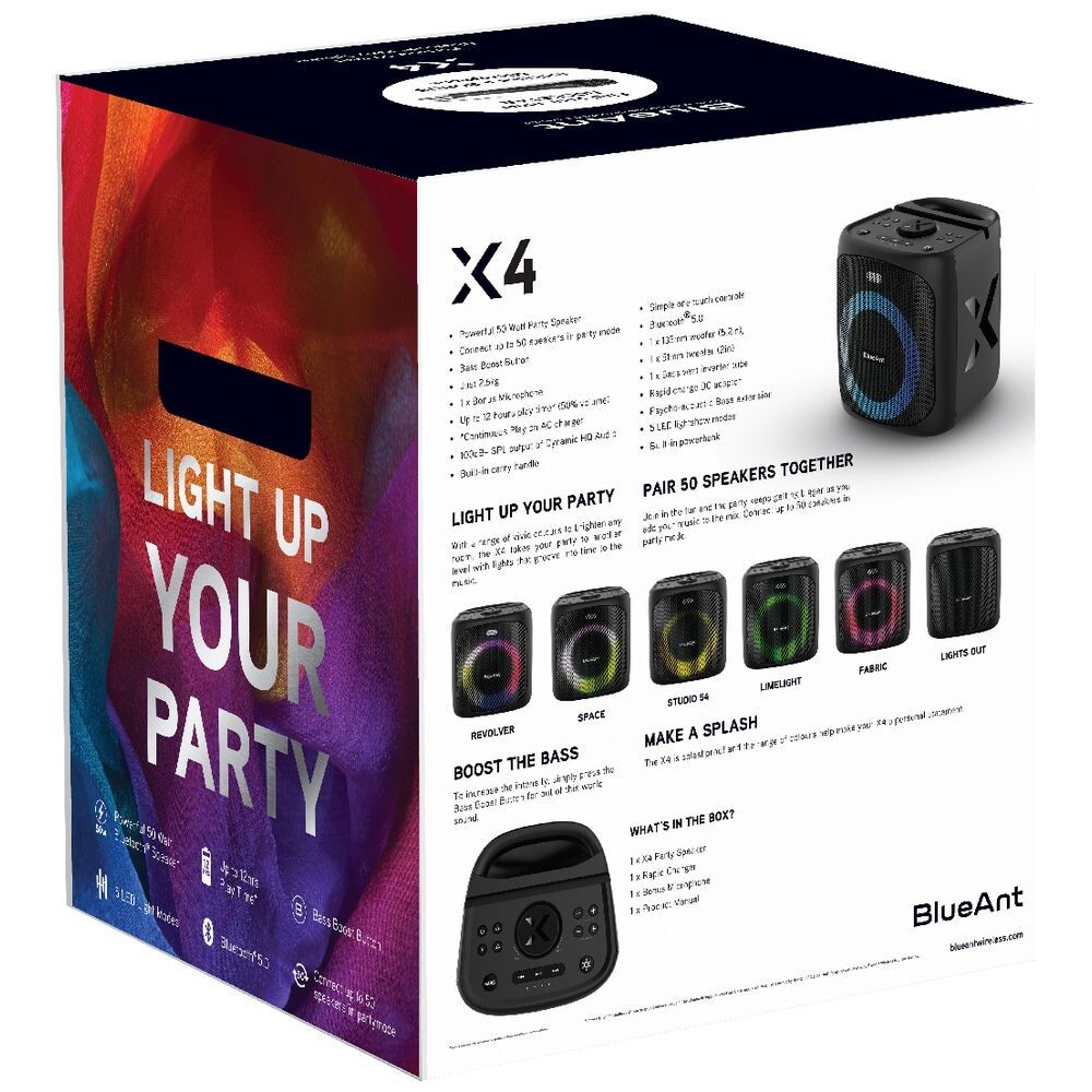 BlueAnt X4 Portable 50W Bluetooth Party Speaker Black | eBay