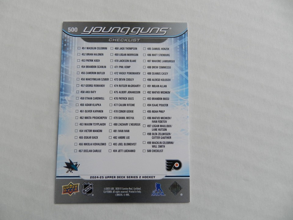 Macklin Celebrini / Matvei Michkov 2024-25 Upper Deck Young Guns ...