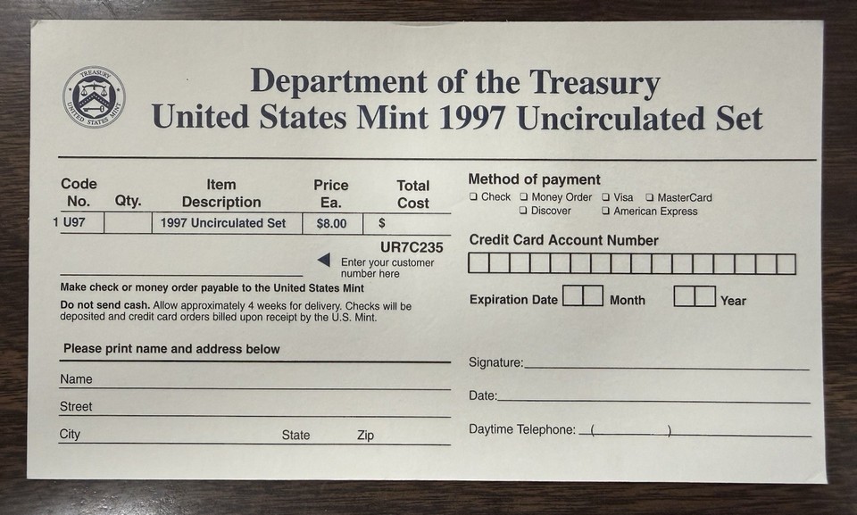 1997 U.S. Mint Uncirculated Coin Set – 10-Coin P & D – Original Govnt ...