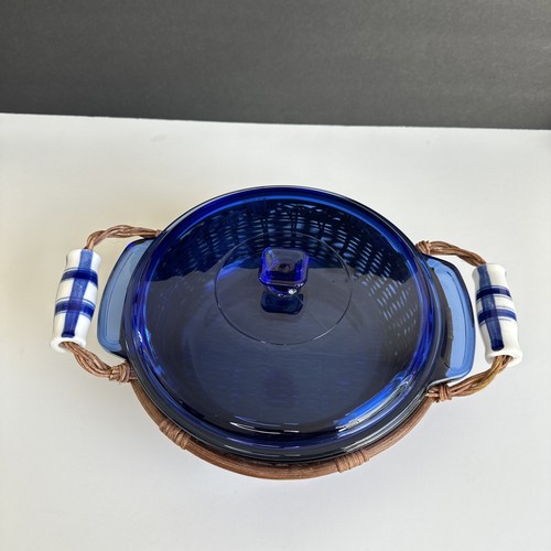 Anchor Hocking Cobalt Blue Round Covered Casserole Dish Ovenware 2 Qt w ...