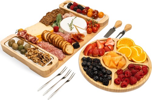 Charcuterie Board Gift Set - Bamboo Cheese Board & Serving Tray for ...