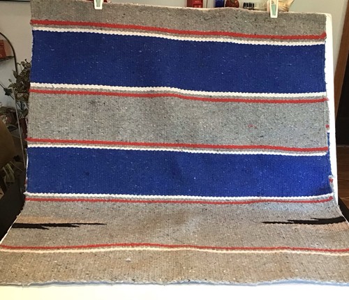 Vintage Wool Woven Western Saddle Blanket Grey/Red/White/Blue 29” x 58. ...