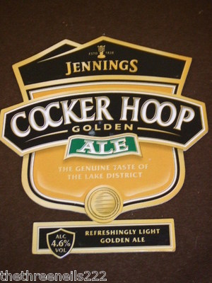 BEER PUMP CLIP - JENNINGS COCKER HOOP GOLDEN ALE | eBay UK