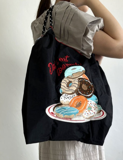 Eco-Friendly Pancake Embroidered Nylon Shopper Bag | eBay