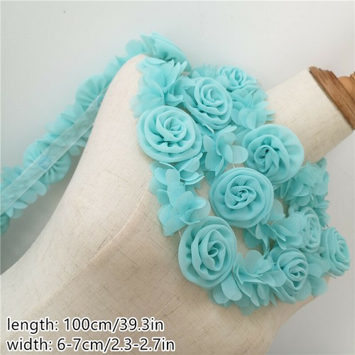 1M Chiffon Flower Ribbon Edging Trimming for Wedding Dress Decor DIY ...