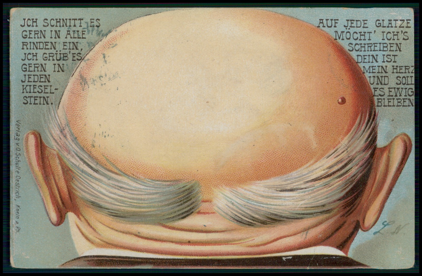 aa Bald Men big head close-up Comic humor art original old 1900s ...