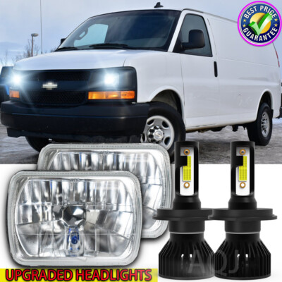 For Chevy Express Cargo Van 1500 2500 3500 Pair 7x6 5x7 LED Headlights ...