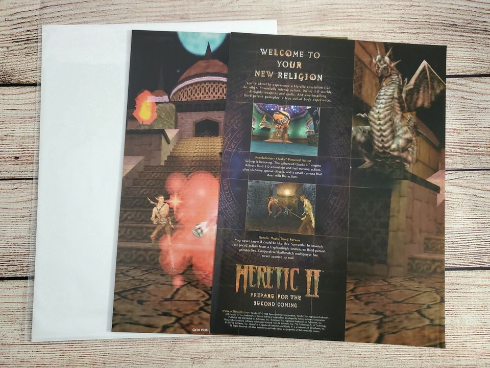 Heretic II 2 PC Game 1998 2-Page Big Box Vintage Promo Ad Art Print ...