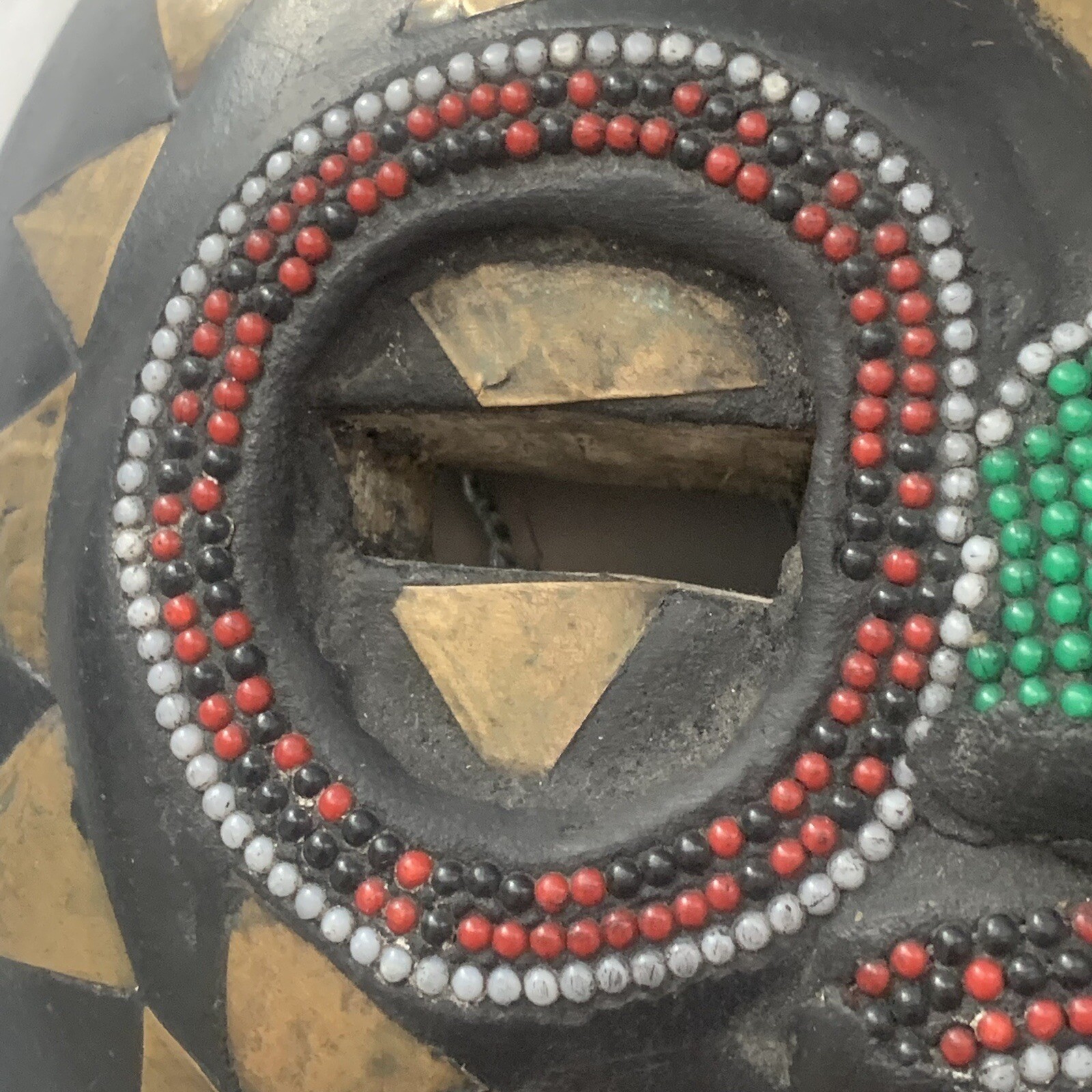 2 African Tribal Masks Wood Handcrafted in Ghana Black Gold Beaded ...