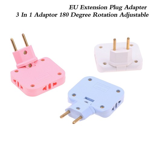 Adjustable 3 In 1 EU Extension Plug Electrical Adapter 180 Degree ...