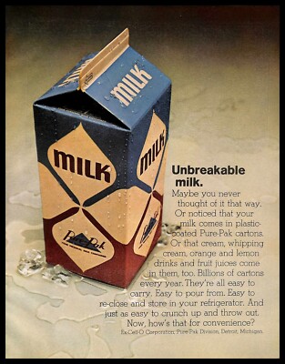 1965 Pure-Pak Milk Cartons Vintage PRINT AD Food Packaging | eBay