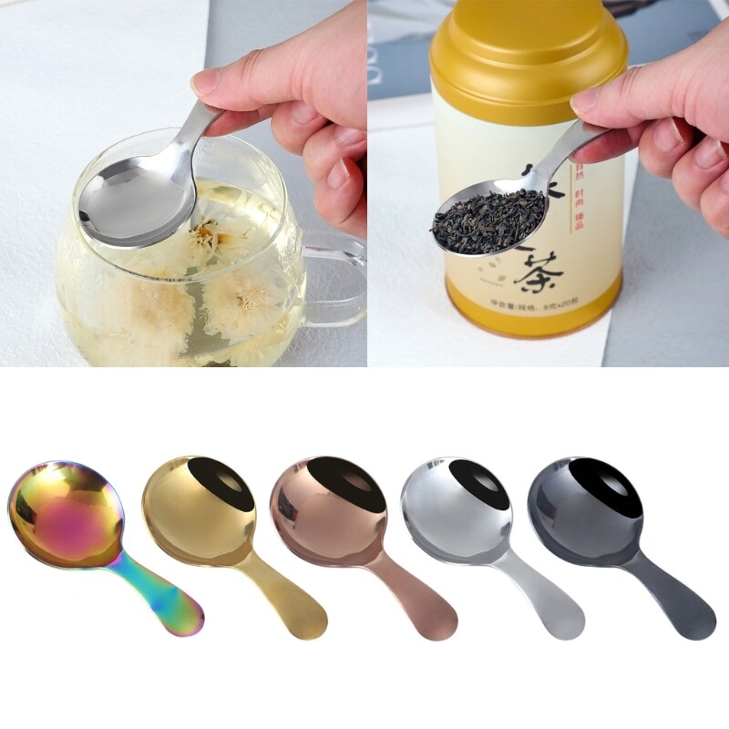 Short Handle Dessert Spoon Stainless Steel Sugar Salt Spices Condiment ...