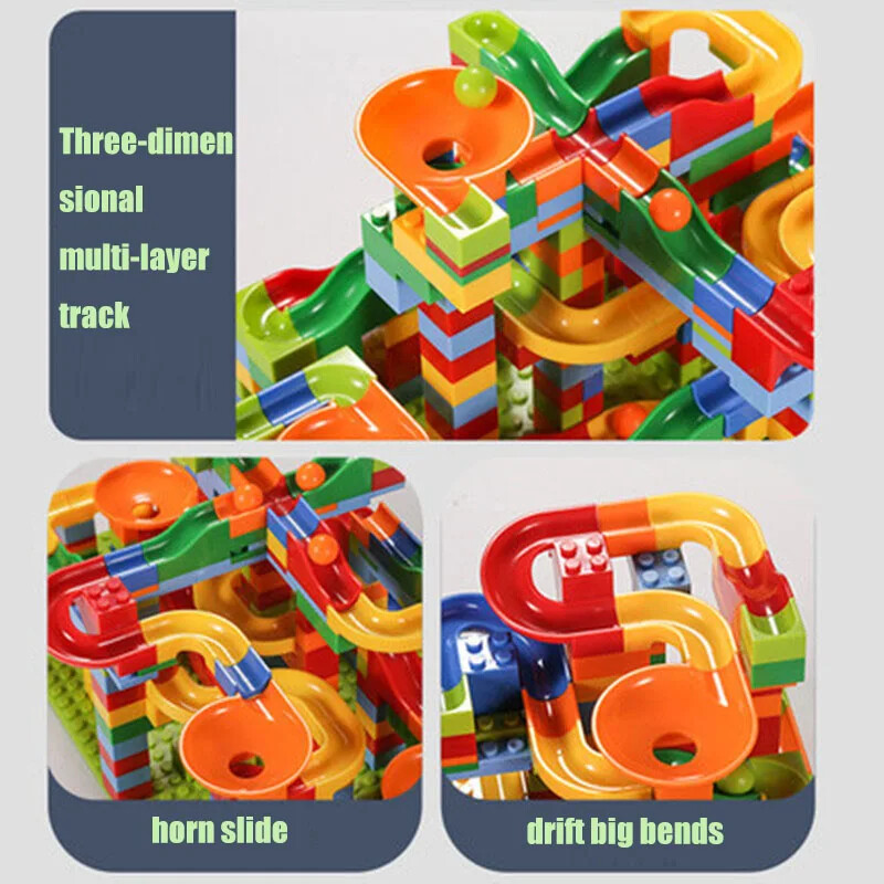 168-336PCS Marble Race Run Blocks Maze Ball Track Building Blocks ...