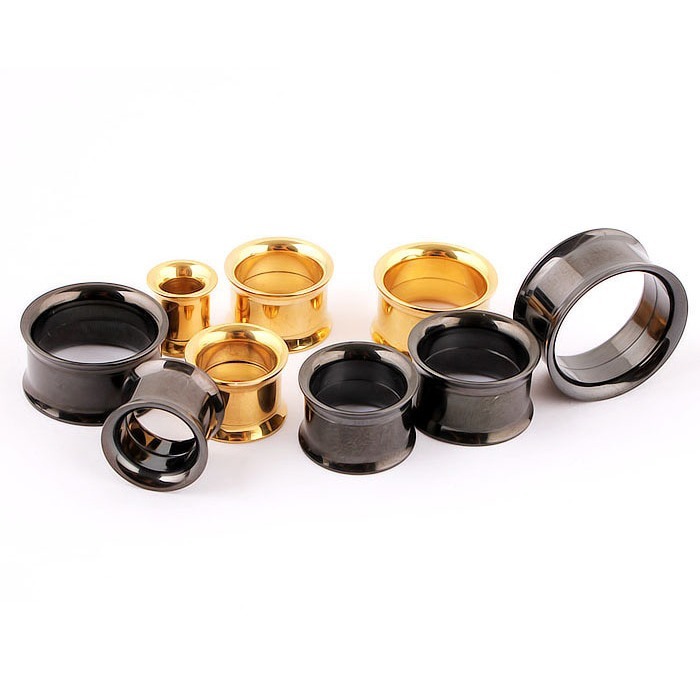 Surgical Stainless Steel Flesh Tunnels Double Flare Ear Plugs 316L Ear ...