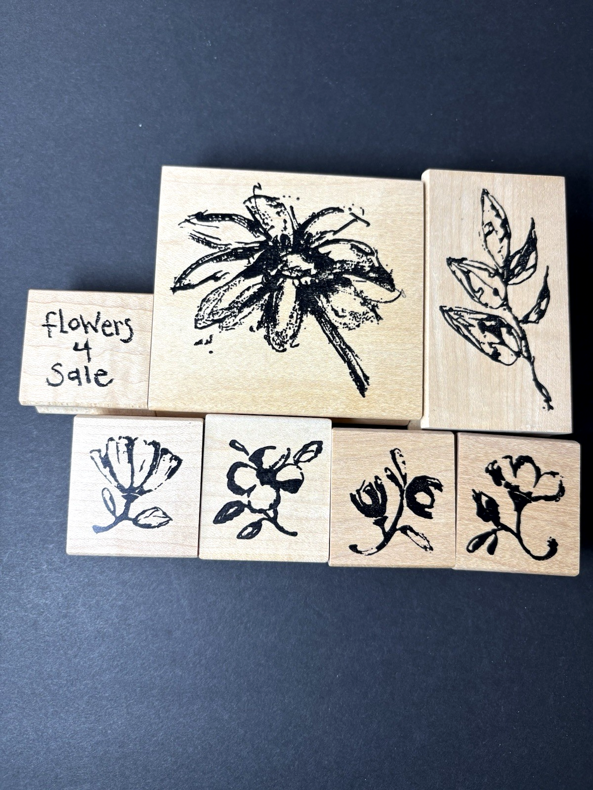 Art Impressions Hand Drawn Flower LOT of 7 Leaves Daisy For Sale Rubber ...