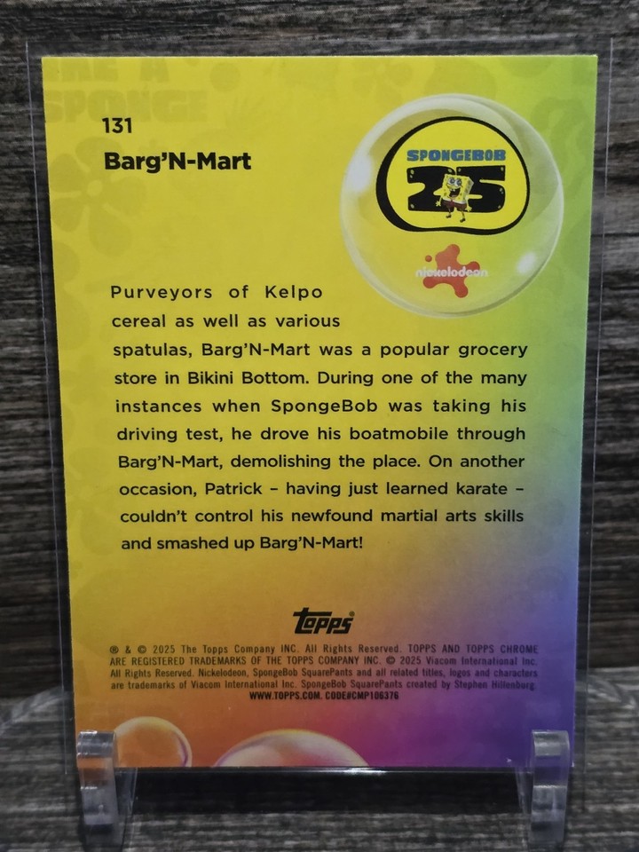 Barg'N-Mart 2025 Topps Chrome SpongeBob SquarePants 25th #131 MINT Base ...