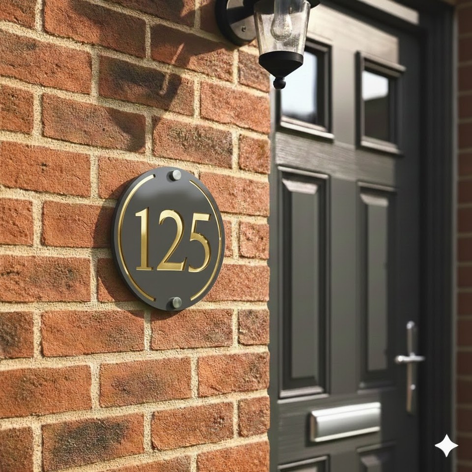 Personalised Round House Number Sign ,Custom Outdoor Door Address ...