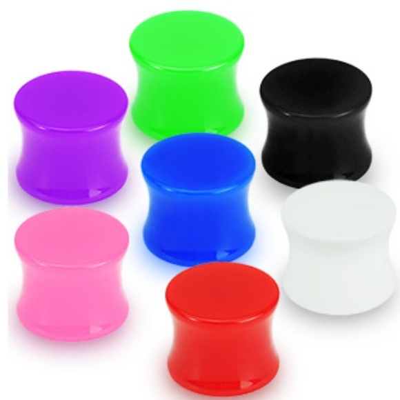PAIR (2) Solid Acrylic Saddle EAR PLUGS Double Flared Earrings GAUGES ...