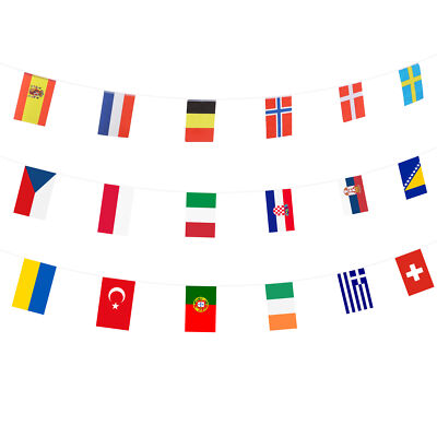 EURO BUNTING 33FT FLAG DECORATION 24 FLAGS 10M FOOTBALL EUROS PARTY ...