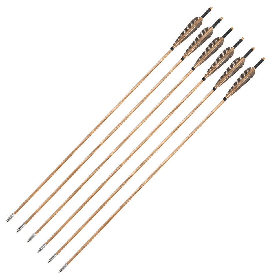 12X 33" Bamboo Arrows 5" Feather Handmade Archery Longbow Recurve Bow ...