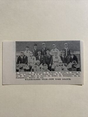 Wilkes Barre Barons Pennsylvania Bill Lauterborn 1908 Baseball Team ...