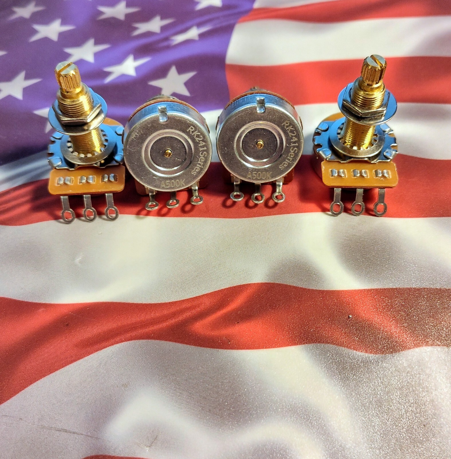 Les Paul Kit 500K Audio Taper Pots Long Shaft 3/4 Orange Caps Gavitt ...