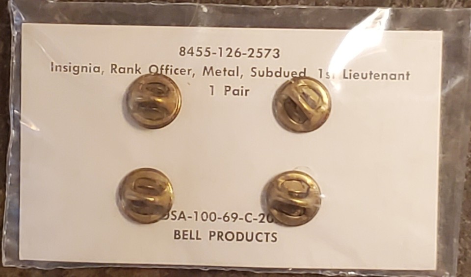 Pair of 1st LT First Lieutenant Rank Insignia SUBDUED bars USA Reg Size ...