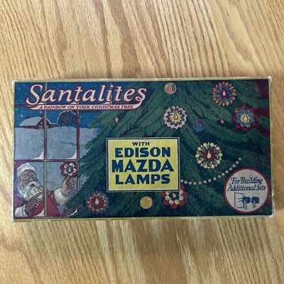 Antique Christmas Lights 1920's Edison Mazda Lamps Santalites With ...