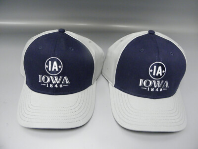TWO STATE OF IOWA CAPS HATS ONE SIZE EMBROIDERED LOGOS 100% COTTON | eBay