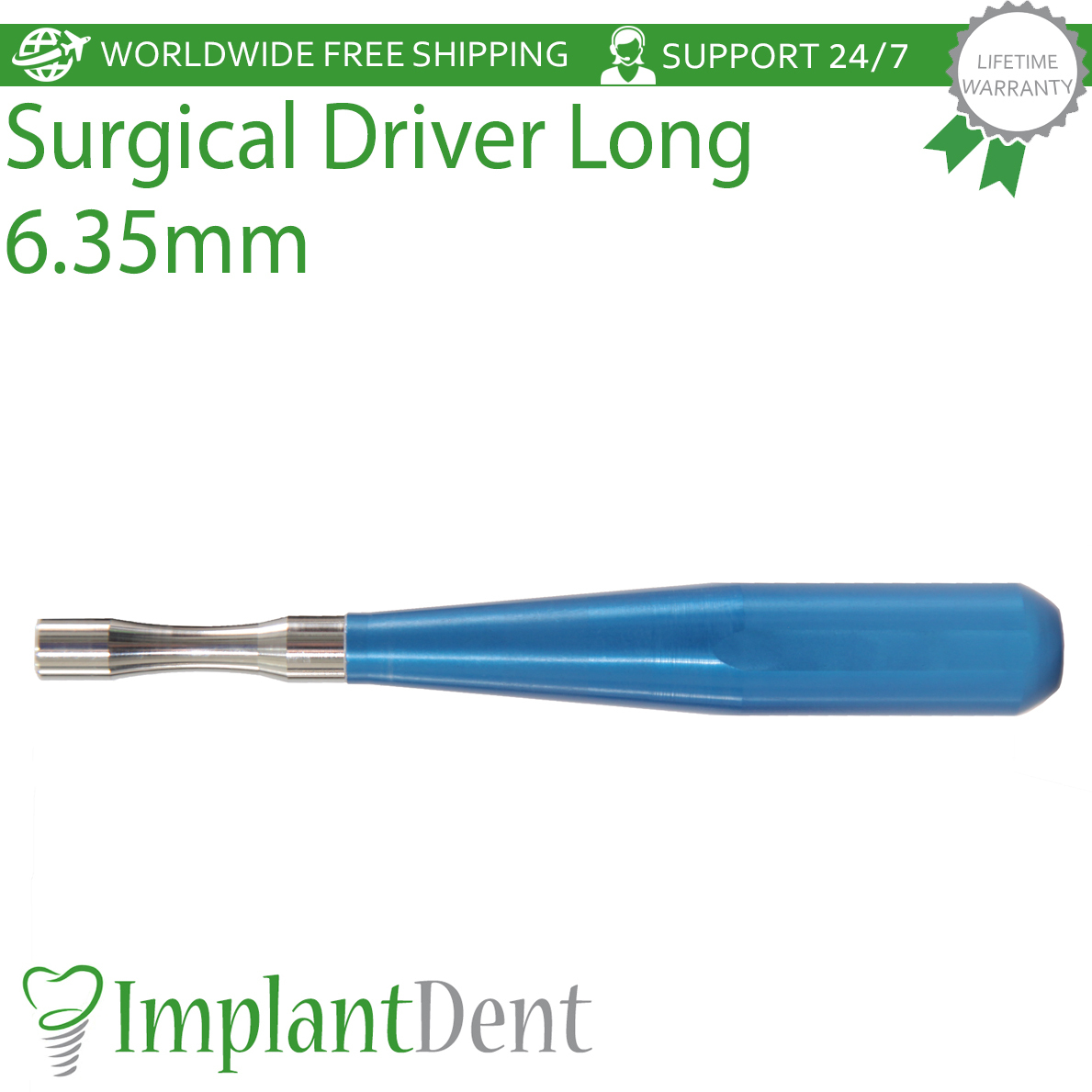 Dental Long Hand Wrench Driver Adapter 6.35mm Stainless Steel Dentistry ...