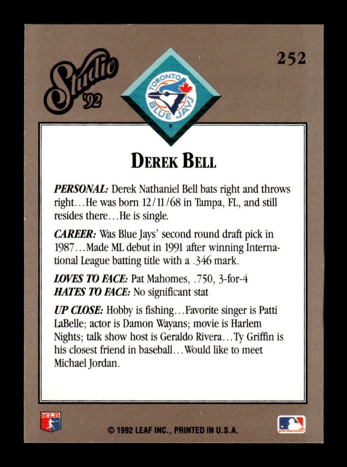 1992 Studio Derek Bell #252 | eBay