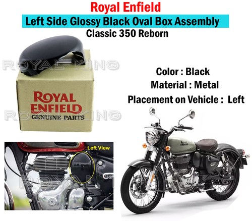 Royal Enfield "New Classic 350" Glossy Black "Oval Box Assembly" Left ...