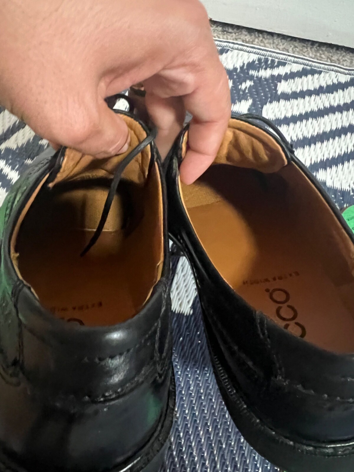 Ecco Shock Point Mens Black Leather Oxford Lace Up Dress Shoe Sz EU 47 ...