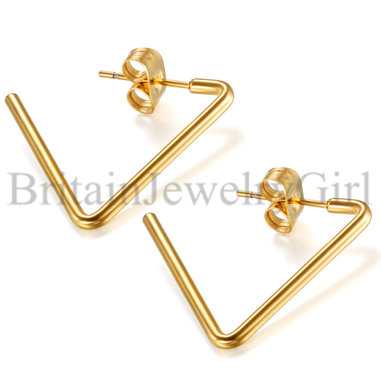 2pcs Men Women Geometric Open End Triangle Ear Stud Earrings Stainless ...