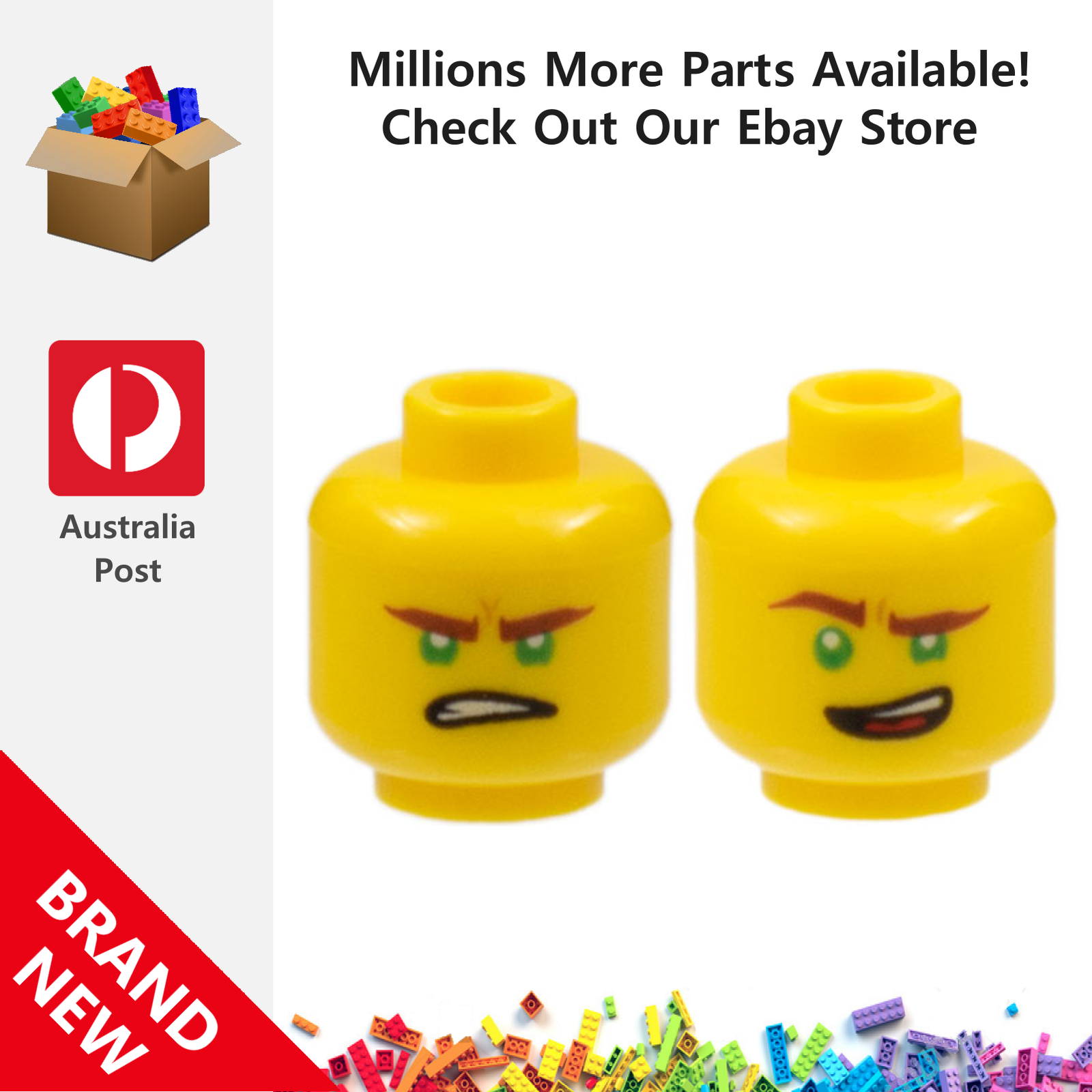 Genuine LEGO™ Yellow Minifigure Head Dual Sided Reddish 3626 6191962 ...