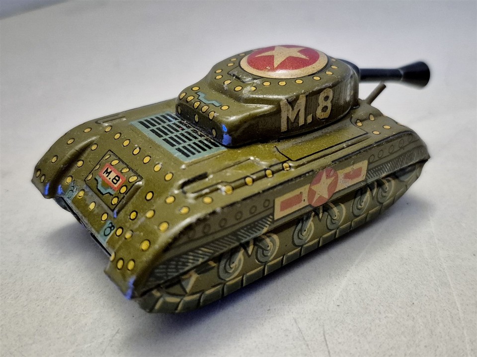 #1950s JAPAN MARKED TIN FRICTION LOT OF 3 ARMY TANKS 3"- 2.5"- 2.25 ...